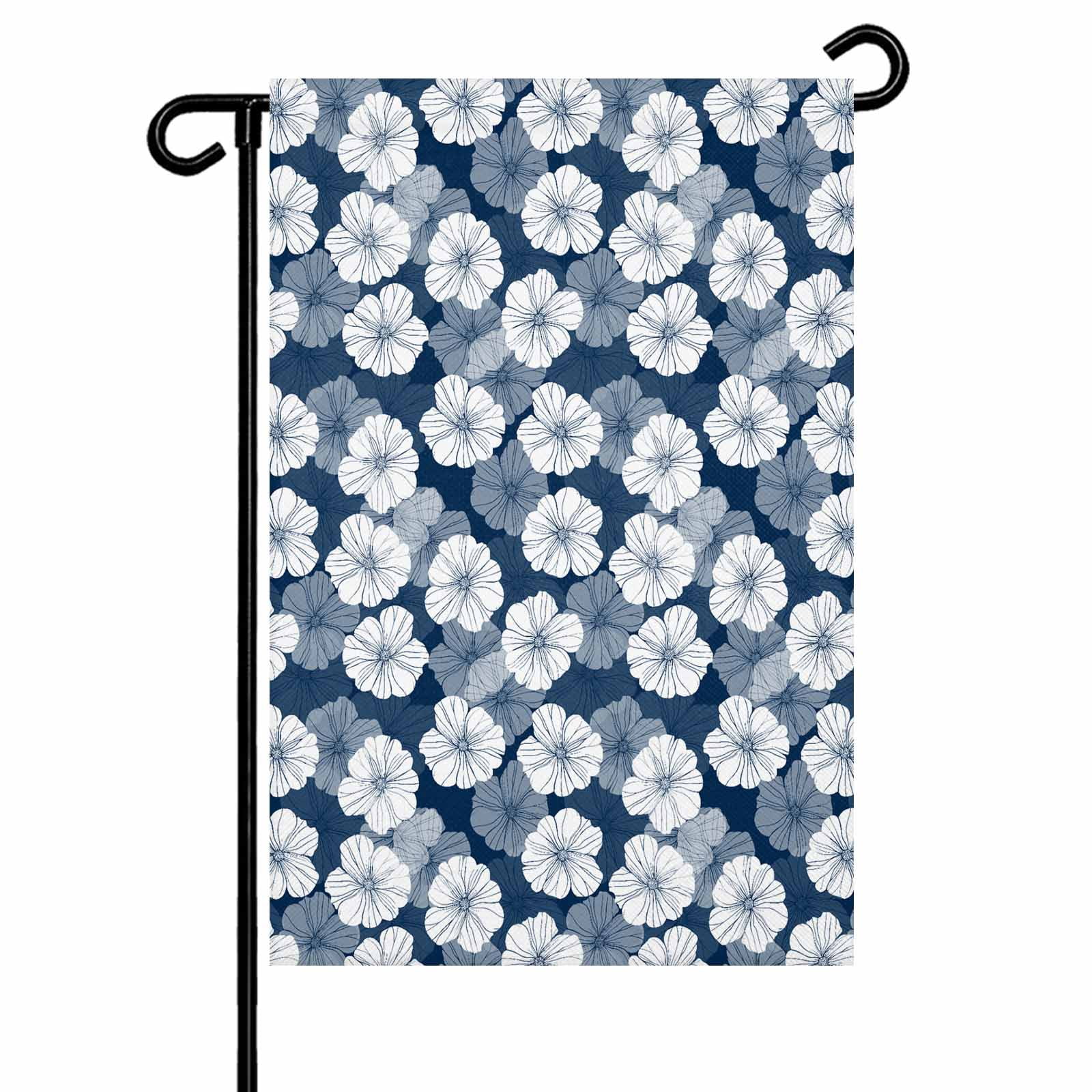 Blue Flower Garden Flag 28x40 Inch Retro Country Farmhouse Blue Floral ...