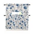 Blue Flower Kitchen Curtain and Valance Set 3 Pieces,Rod Pocket Short ...