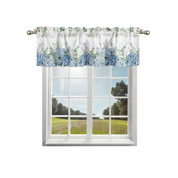 Blue Flower Kitchen Curtain Valances for Windows Farmhouse Short ...