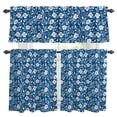 Blue Flower Kitchen Curtains Set for Windows, Country Retro Pastoral ...