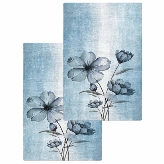 Blue Flower Kitchen Dish Towels for Drying Dishes Set of 2, Retro ...