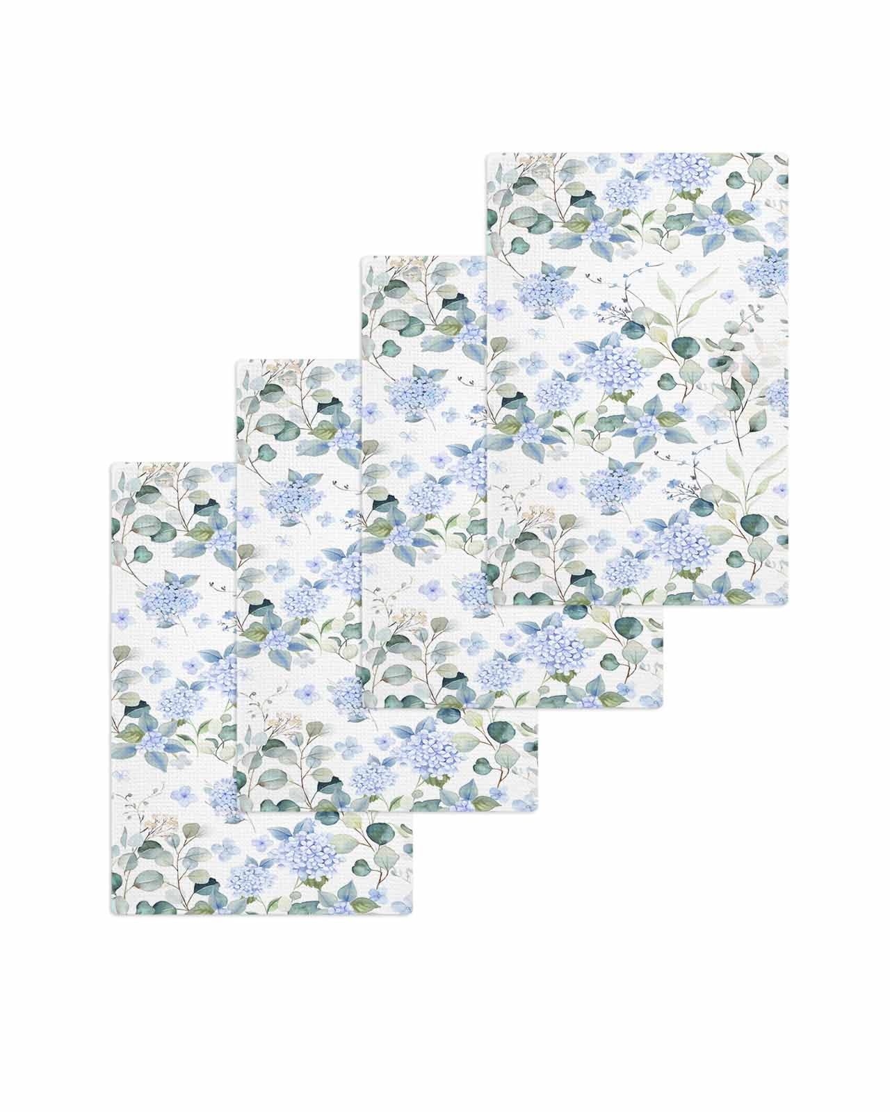 Blue Flower Kitchen Dish Towels for Drying Dishes Set of 4, Sage Green ...