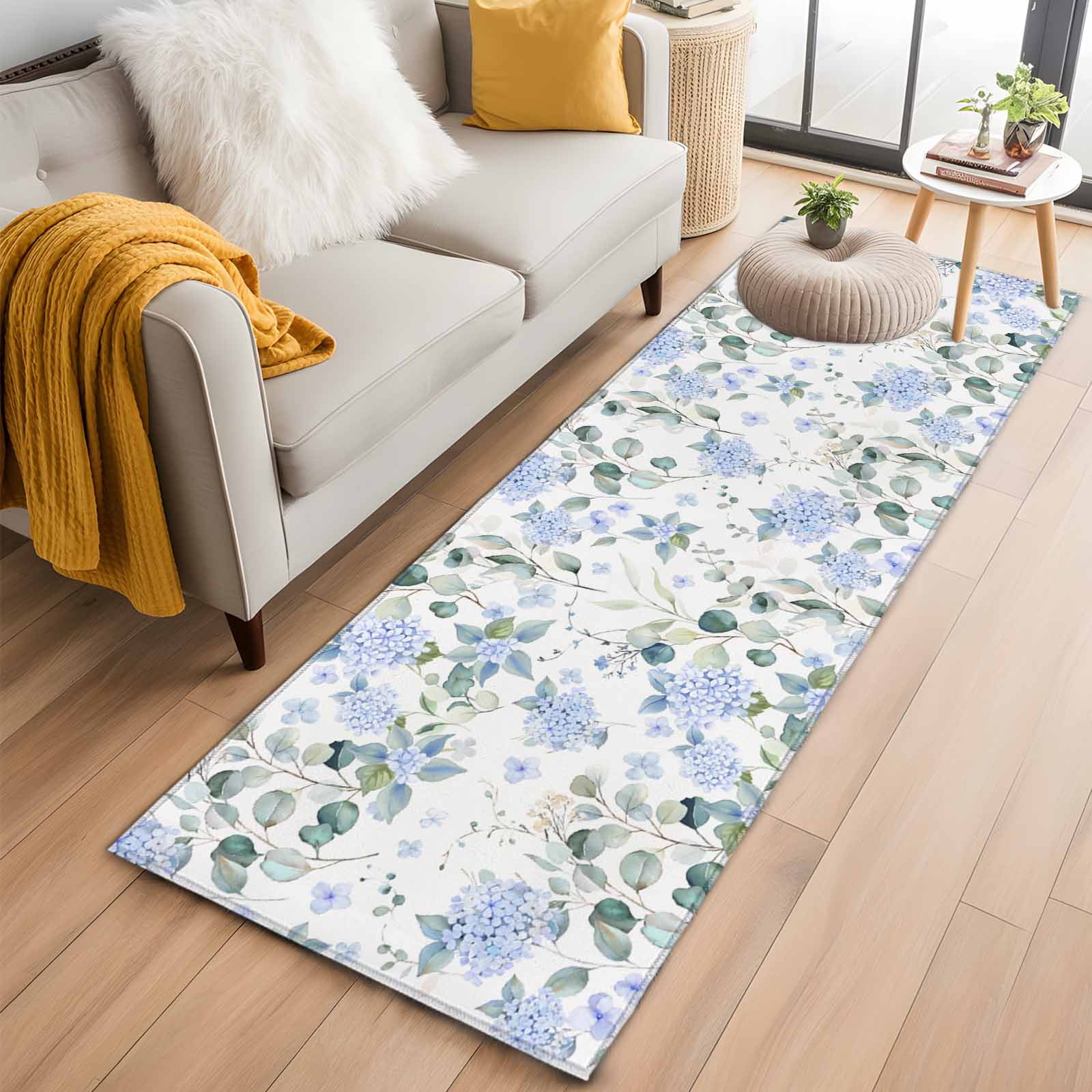 Blue Flower Kitchen Runner Rug 2x6 Washable Runners for Hallway Non ...