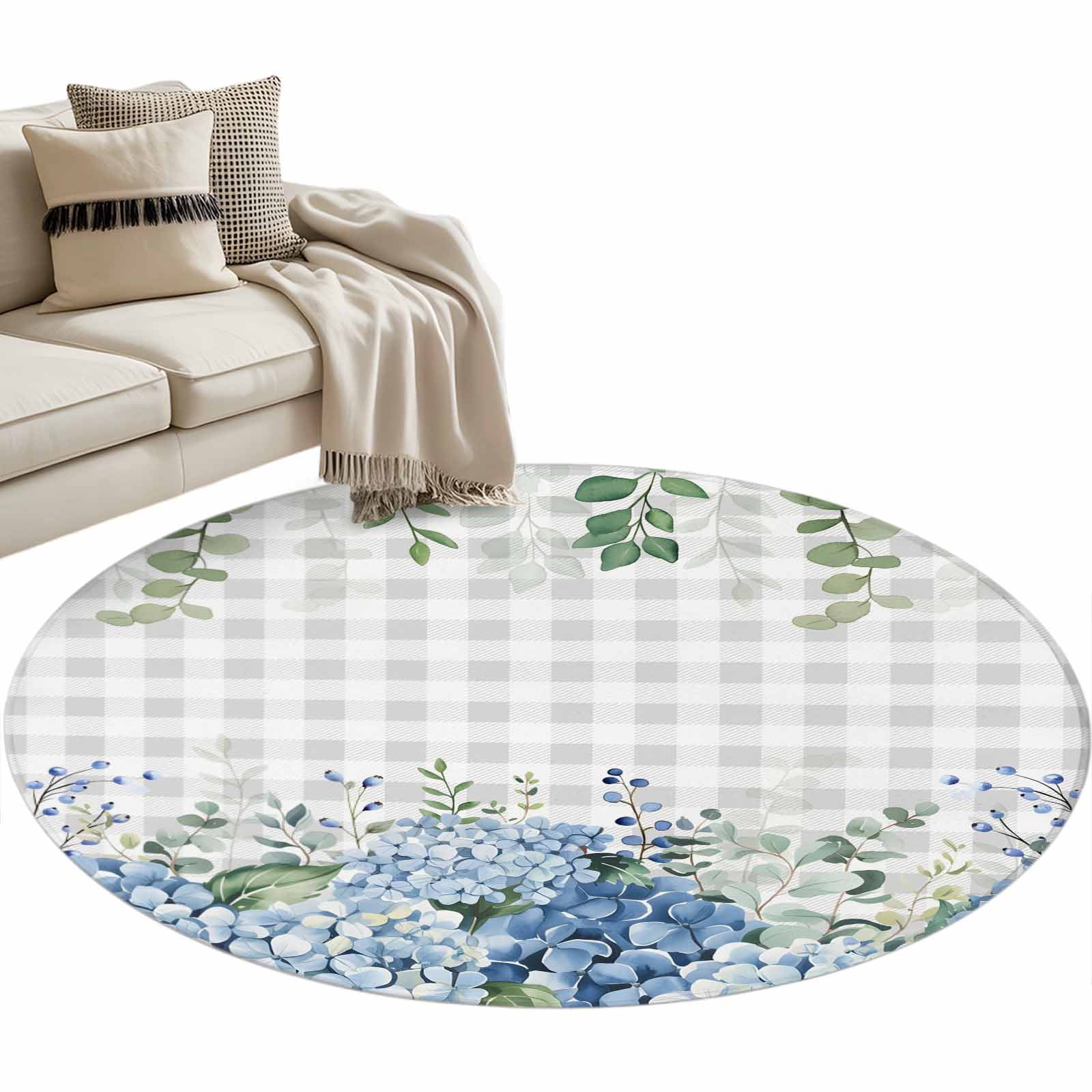 Blue Flower Large Area Rugs for Bedroom Living Room, Soft Non Slip ...