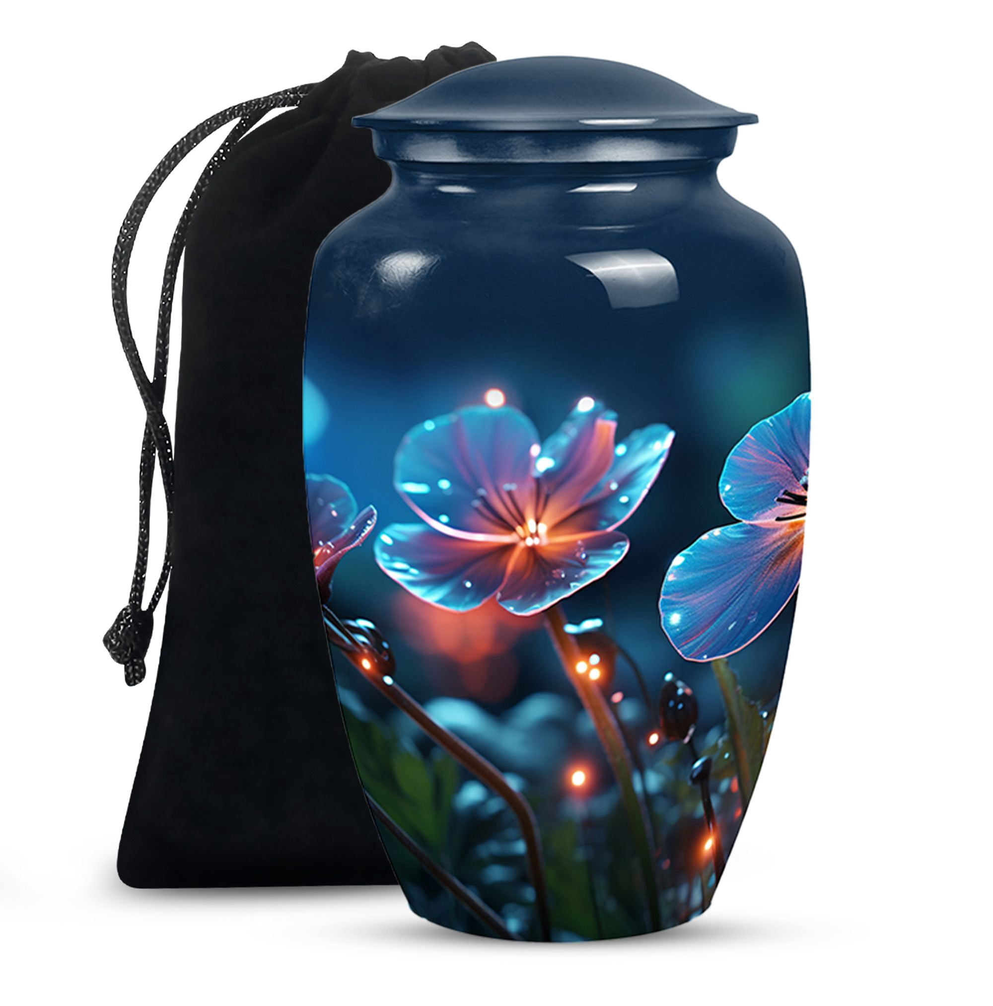 Blue Flower Large Funeral Urns For Human Ashes Adult Man - Burial Urn ...