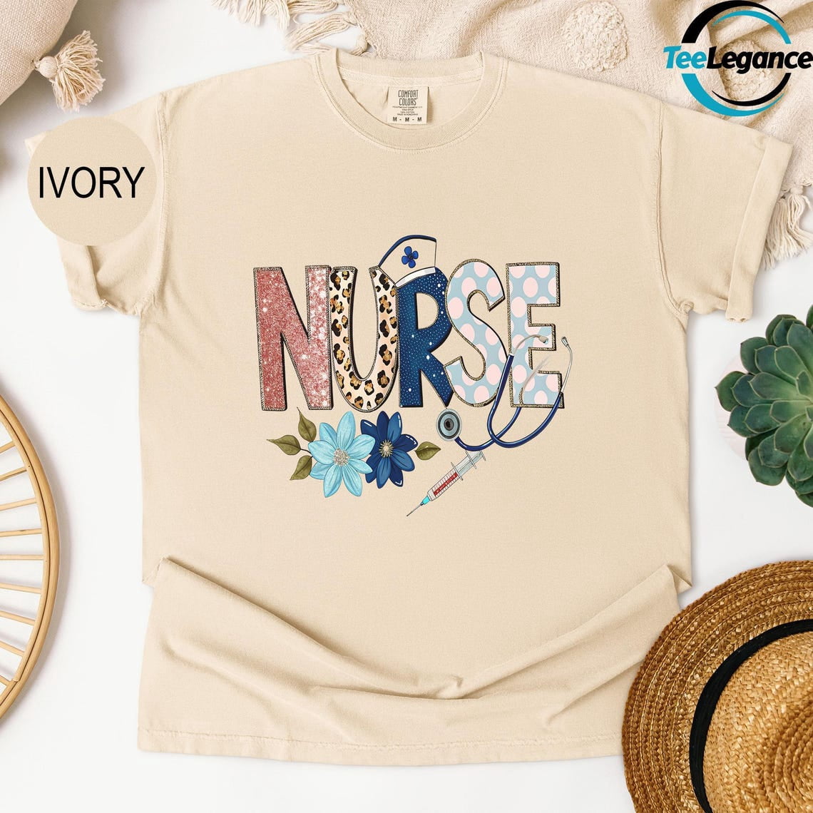 Blue Flower Nurse Graphic T Shirt Nursing Graduation Appreciation ...