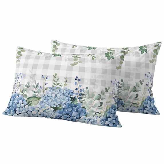 Blue Flower Outdoor Pillow Covers 20"x12" Set of 2,Waterproof Throw ...