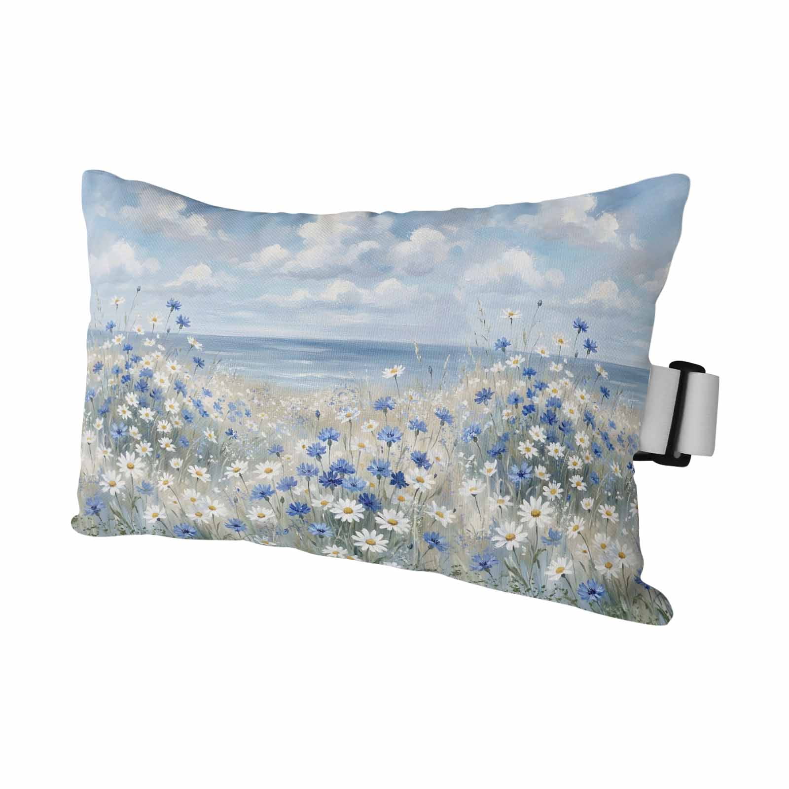 Blue Flower Outdoor Pillows for Chaise Lounge Chair Waterproof Lumbar ...