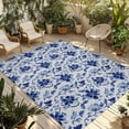 Blue Flower Outdoor Rug, Abstract Watercolor Vintage Country Texture ...
