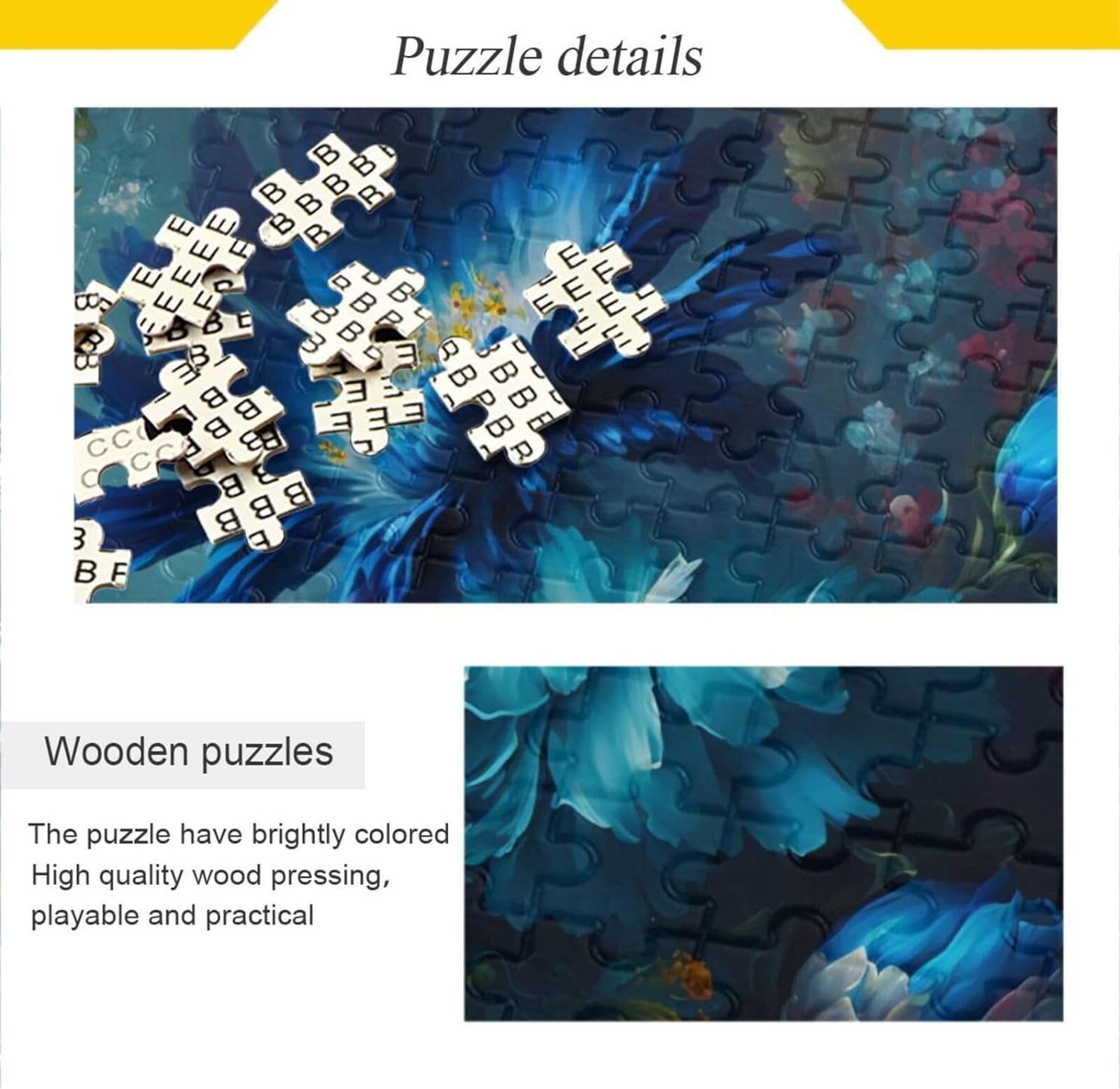 Blue Flower Pastel Jigsaw Puzzle, Paper Wood Composite Material Zigsaw ...