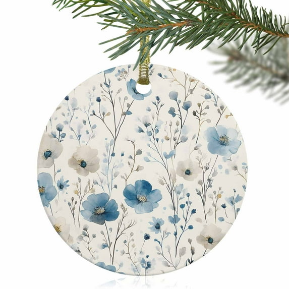 Blue Flower Pastoral Wildflower Christmas Ceramic Ornament 2025,3 ...