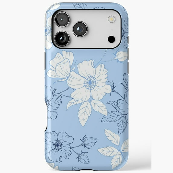 Blue Flower Pattern For Summer Art iPhone Case 17 11 12 13 14 15 16 Pro ...