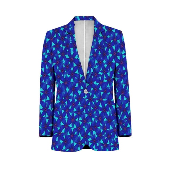 Blue Flower Pattern On Blue Mens Suits Shawl Collar Slim Fit Suit Mens Groom Jacket Tuxedos for ...