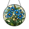 Blue Flower Pattern Stained Glass Style Window Decor Suncatcher ...