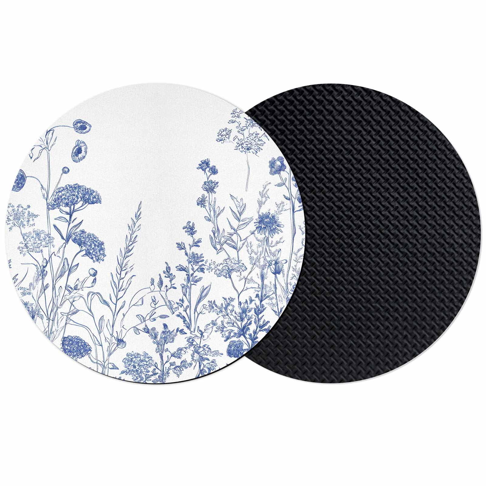 Blue Flower Plant Coasters Set of 2, Retro Country Tree Branch Leaves ...