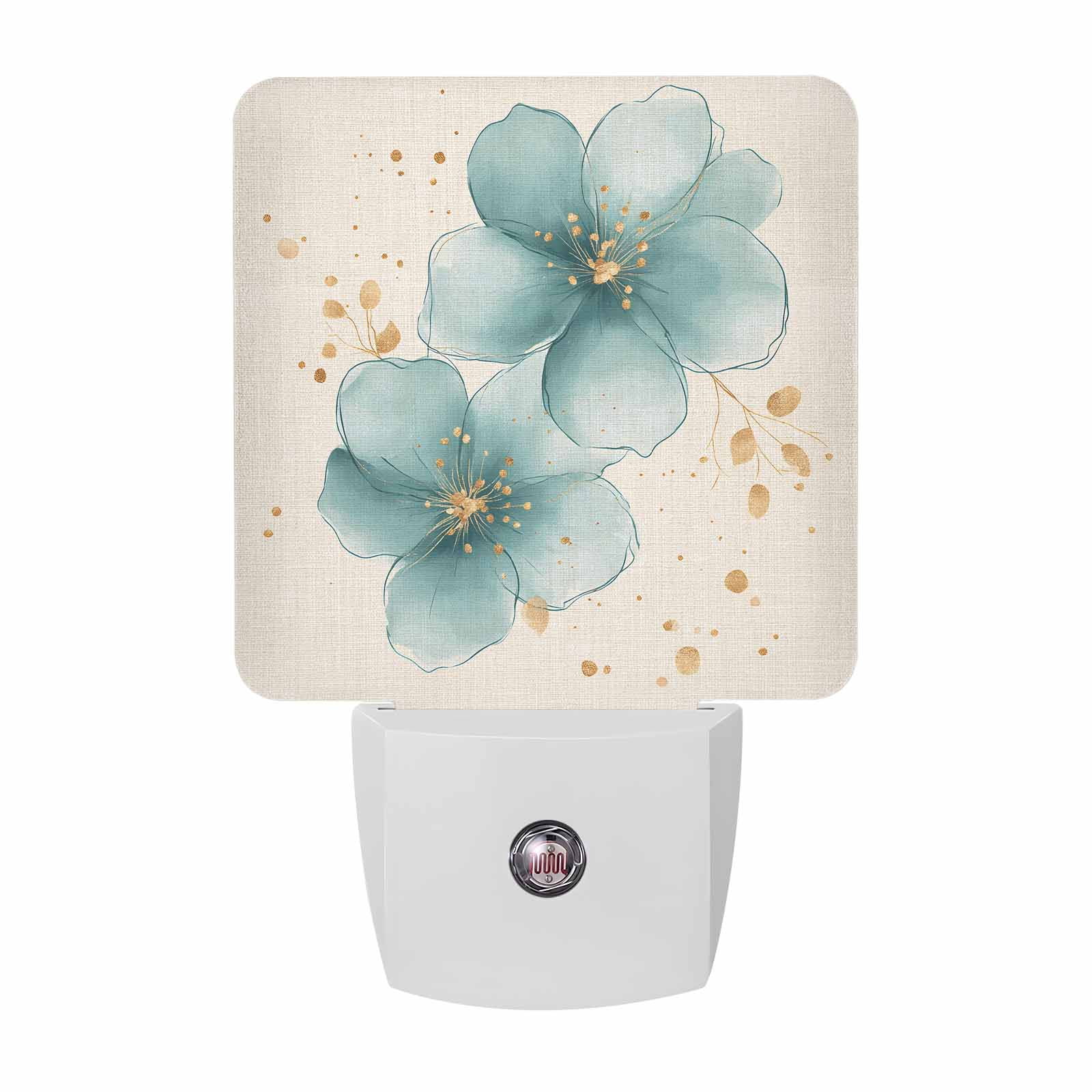Blue Flower Plug-in LED Night Lights Petals Leaf Auto Dusk-to-Dawn ...