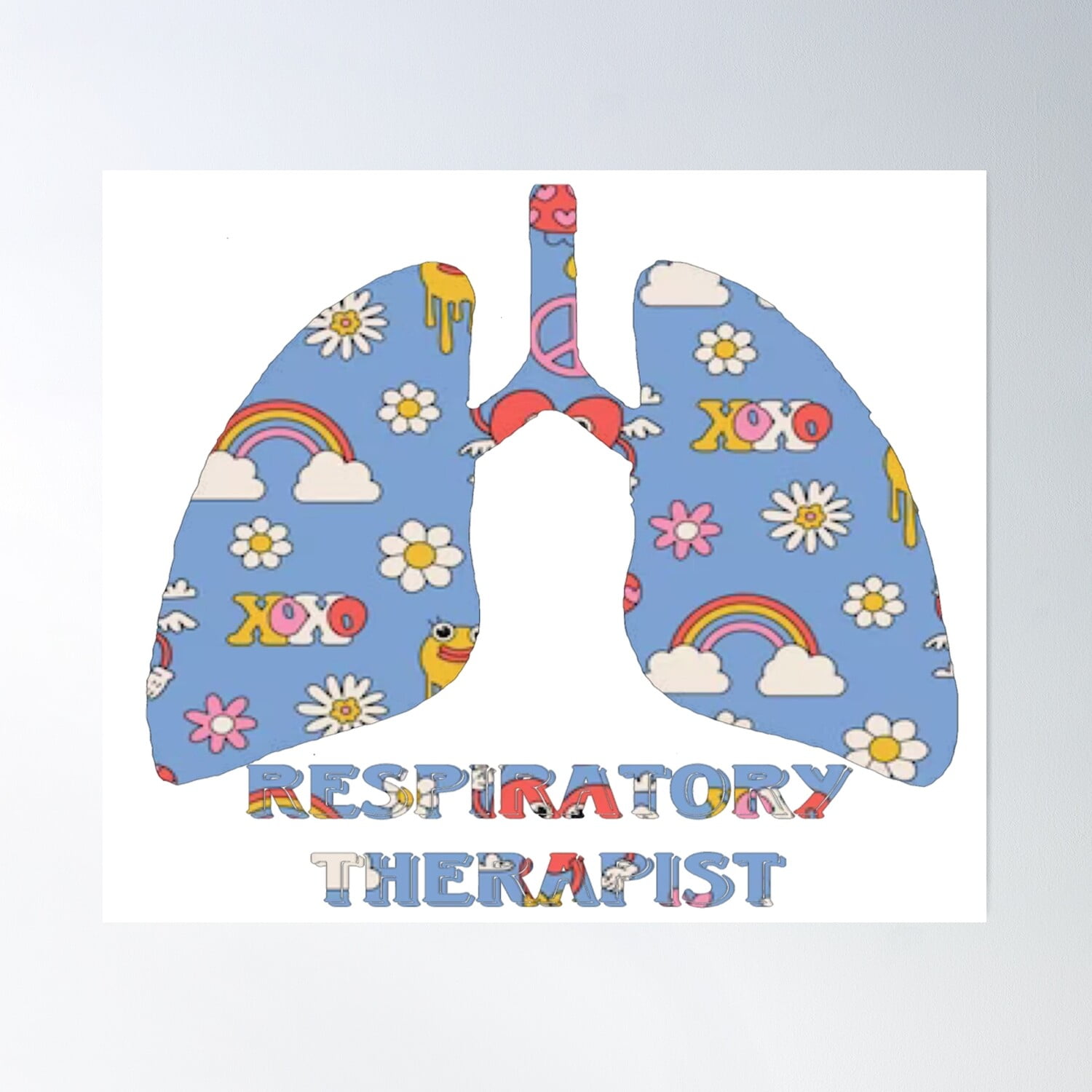 Blue Flower Rainbow Lungs For Respiratory Therapist Poster Wall Art ...