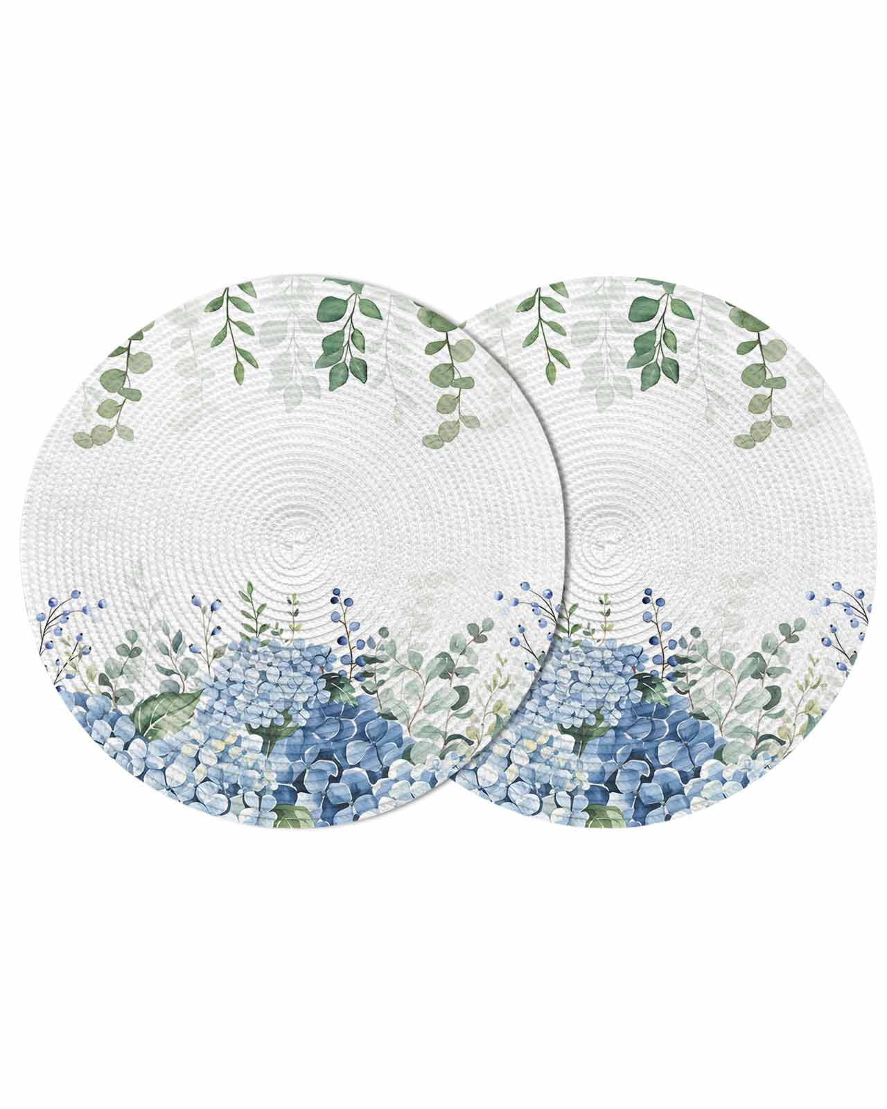 Blue Flower Round Placemats Set of 2 for Dinning Tables,Heat-proof ...