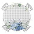 Blue Flower Round Tablecloth for 55-60 Inch Tables,Fitted Table Cover ...