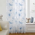 Blue Flower Semi Sheer Curtains Drapes for Living Room,Bedroom,French ...