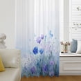 Blue Flower Sheer Curtains 72 Inch Length, Light Filtering Voile ...