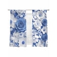 Blue Flower Sheer Curtains 72 inches Long, Spring Pastoral White Floral ...