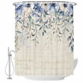 Blue Flower Shower Curtain, Farmhouse Eucalyptus Retro Country Plant ...