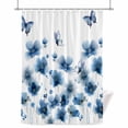 Blue Flower Shower Curtains for Bathroom, Watercolor Spring Blue Floral ...