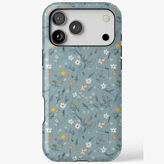 Blue Flower Small Print Pattern Design iPhone Case 11 to 17 Pro Max ...