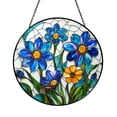 Blue Flower Stained Glass Suncatcher, Handmade Window Decor, Gift for ...