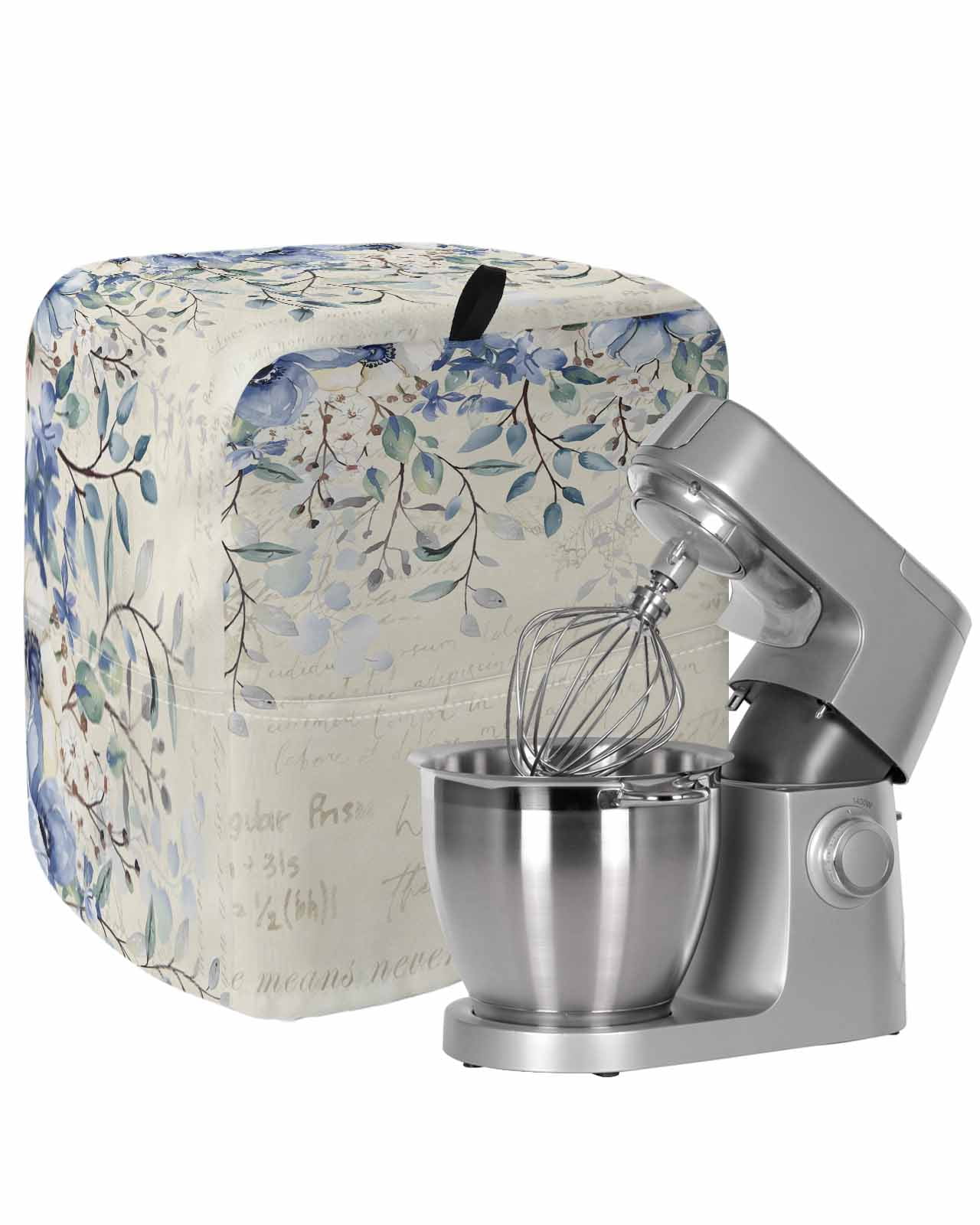 Blue Flower Stand Mixer Dust Cover with Storage Pocket & Handles ...