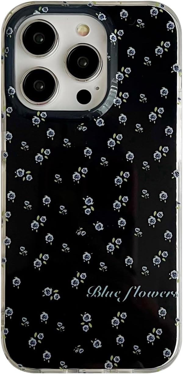 Blue Flower Summer Case Compatible with iPhone 12 Pro Max Retro Chic Trendy Floral Glossy Sleek ...