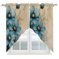 Blue Flower Swag Curtain Valance for Window 2 Panels Spring Vintage ...