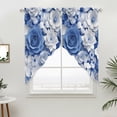 Blue Flower Swag Curtain Valance for Windows, Spring Pastoral White ...
