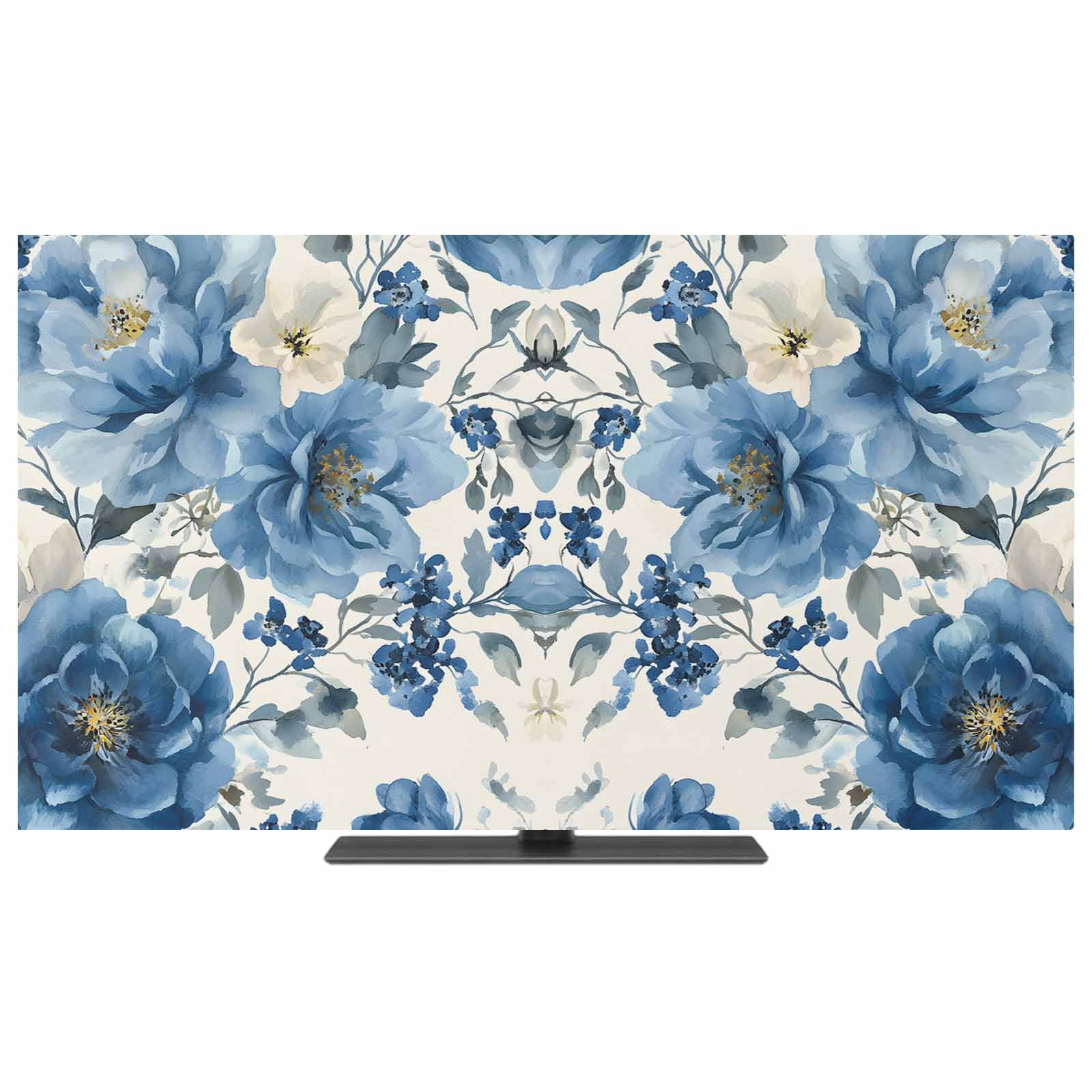 Blue Flower TV Dust Cover,Stretchable TV Screen Desktop Computer ...