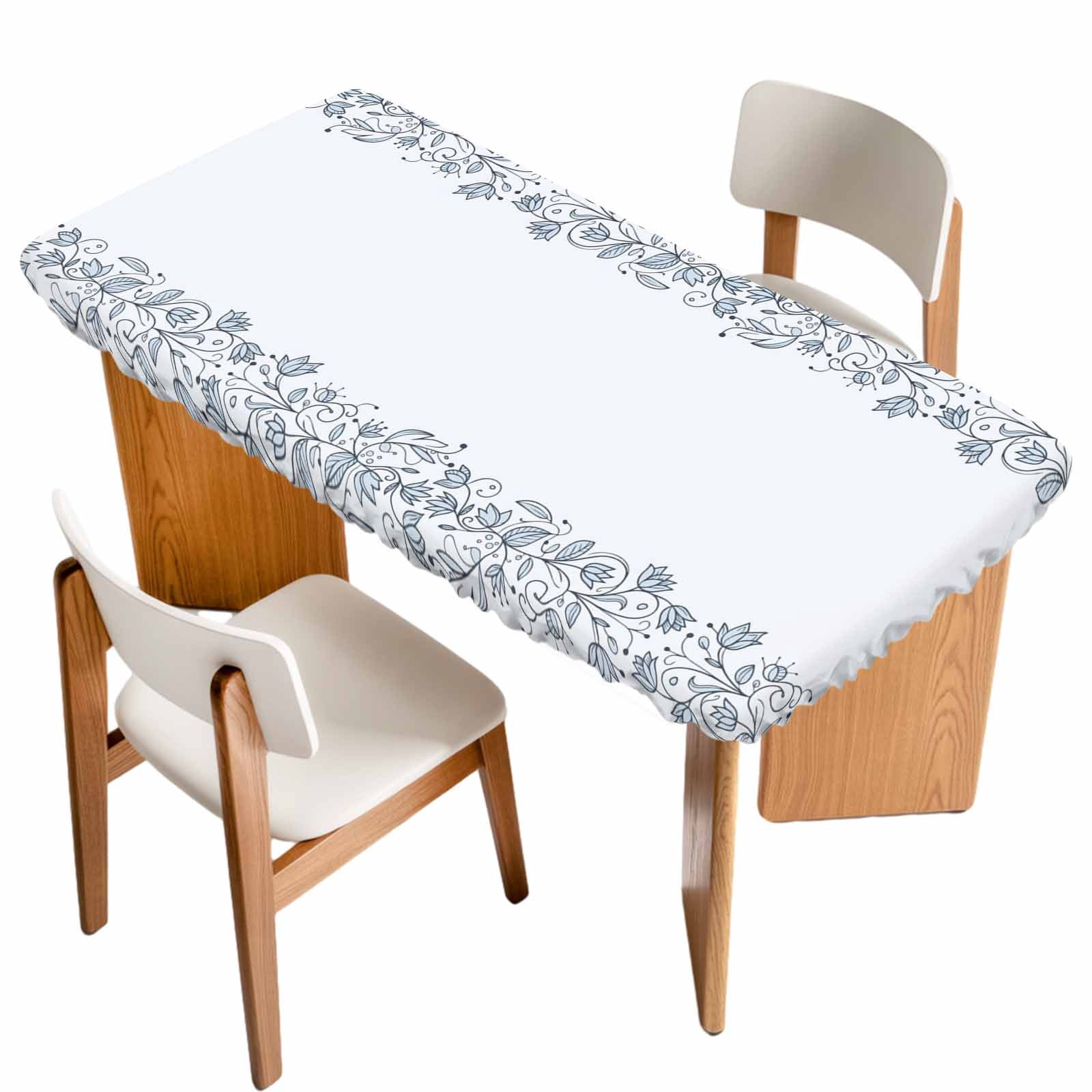 Blue Flower Table Cloths for 5 Foot Rectangle Tables, Spring Modern ...
