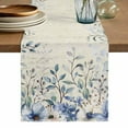 Blue Flower Table Runner, Farmhouse Eucalyptus Retro Country Plant ...