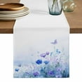 Blue Flower Table Runner, Modern Pastoral Watercolor Oil Painting ...