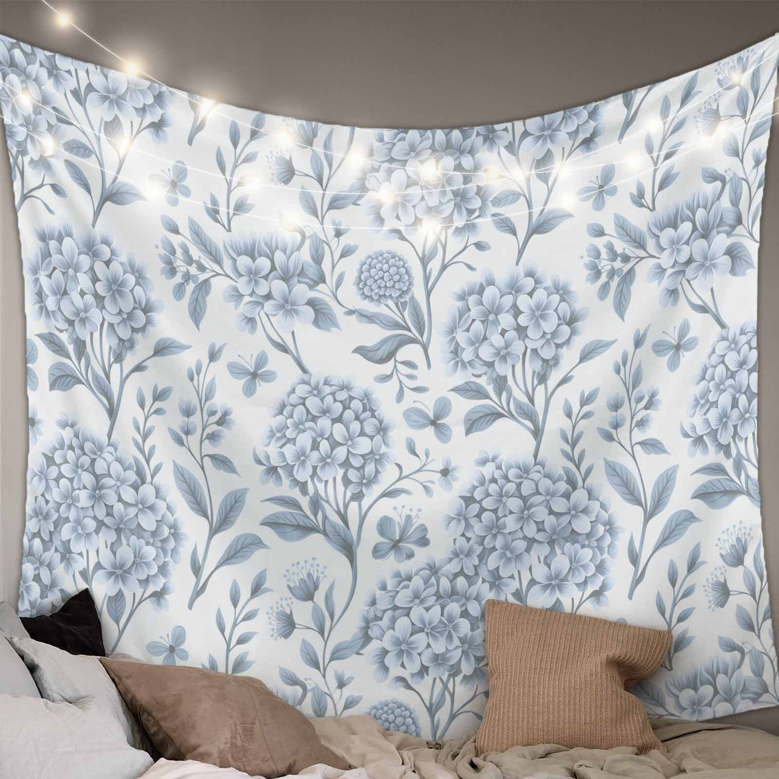 Blue Flower Tapestry for Bedroom Wall Hanging Tapestry, Botanical ...