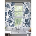 Blue Flower Tropical Palm Leaves Sheer Curtains 2 Panels Set Hawaiian ...