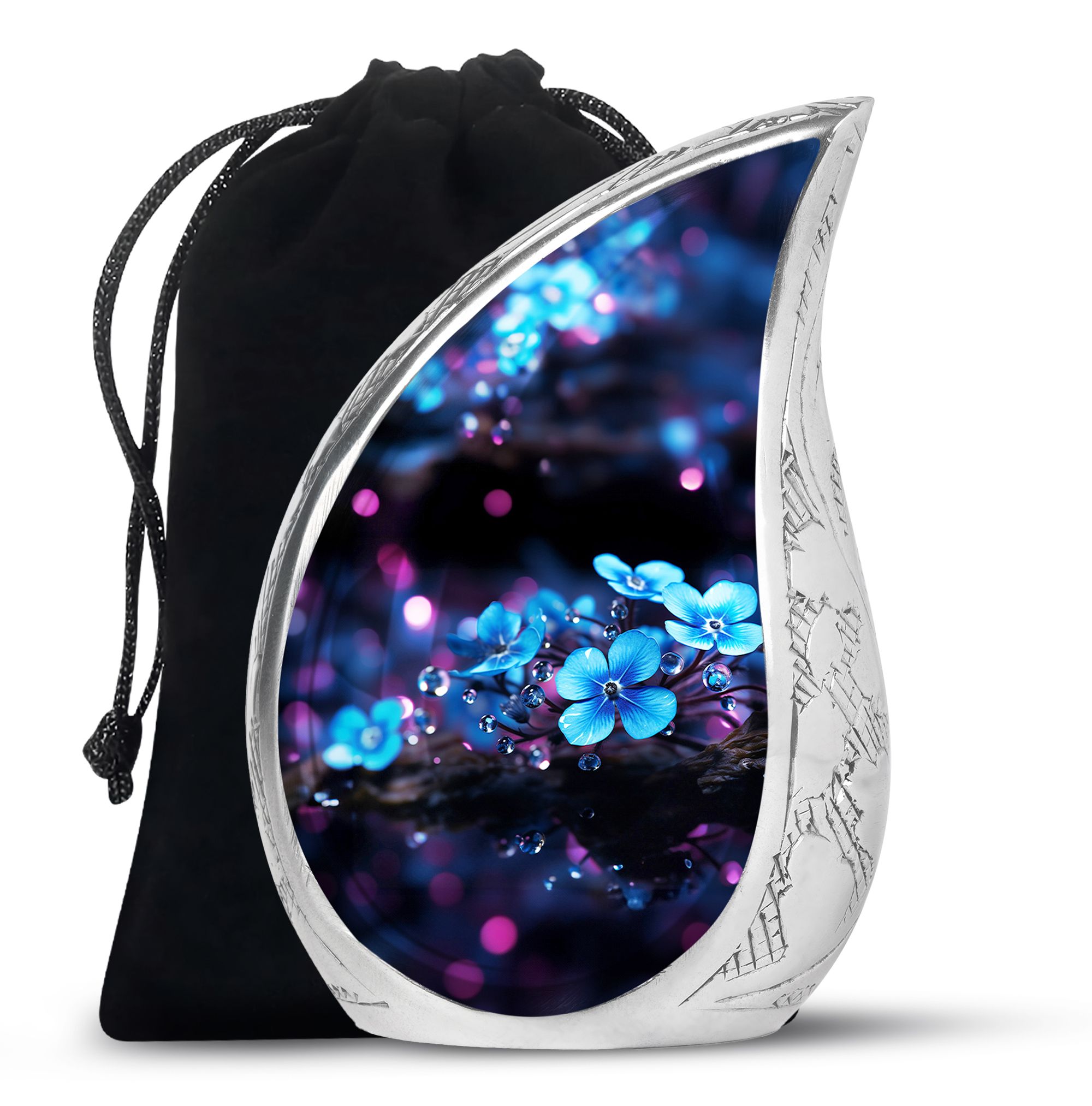 Sky Blue Flower Cremation Urns For Human Ashes Adult Mom And Dad ...