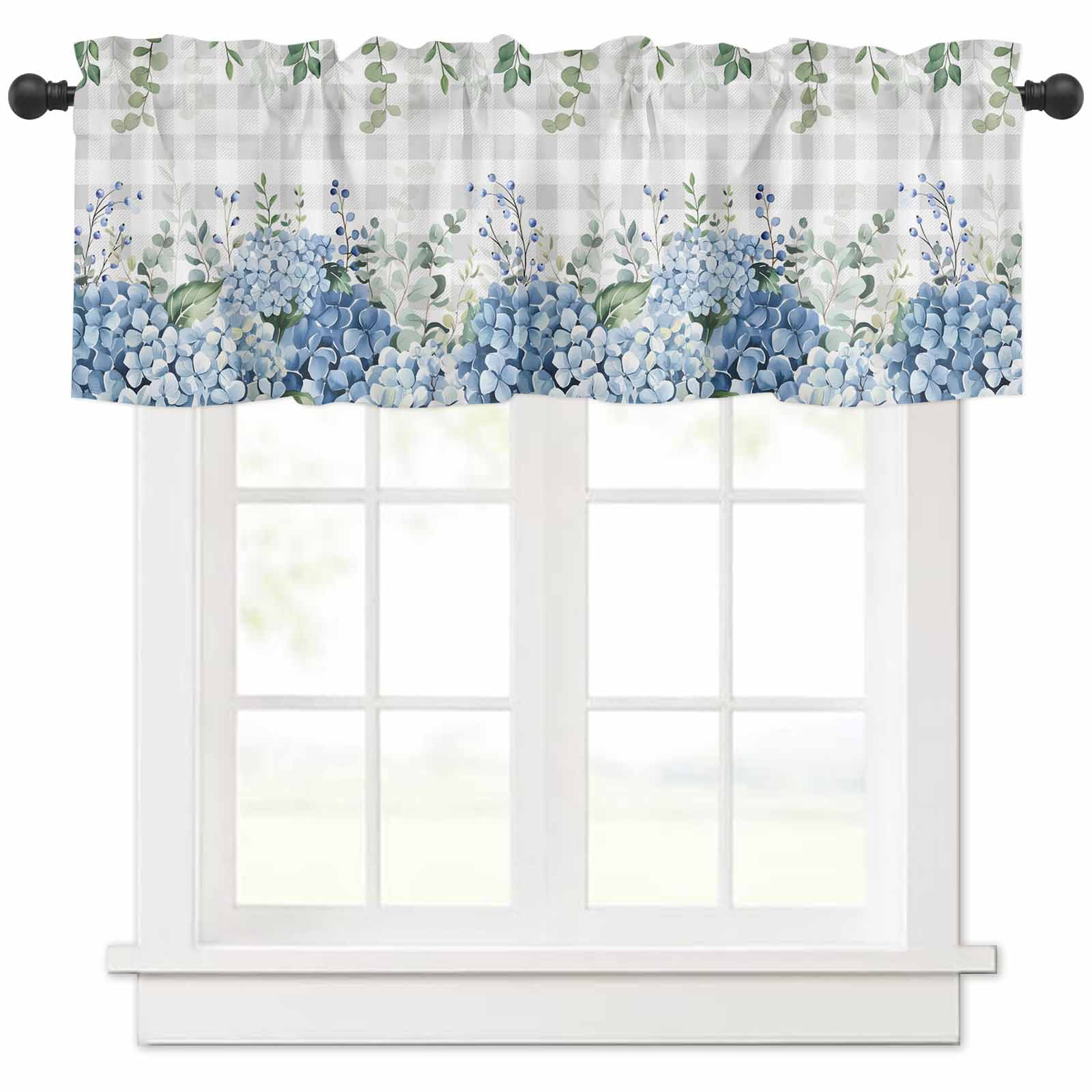 Blue Flower Valances for Windows Farmhouse Kitchen Curtains Valances ...