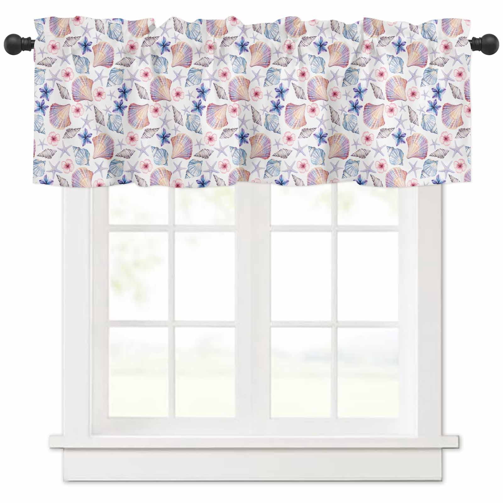 Blue Flower Valances for Windows Farmhouse Kitchen Curtains Valances ...