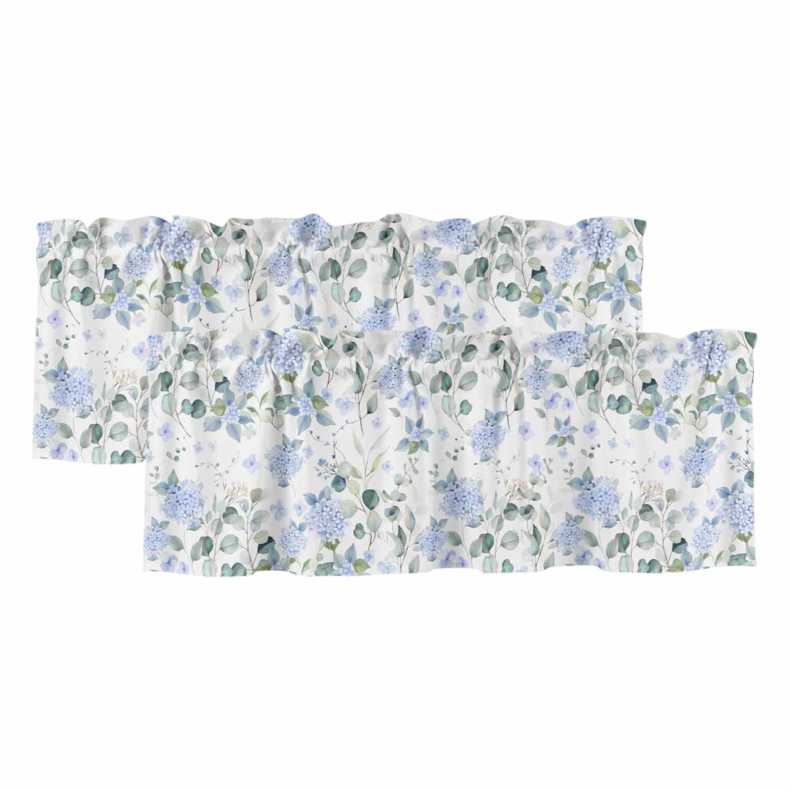 Blue Flower Valances for Windows, Sage Green Eucalyptus Leaf Farmhouse ...