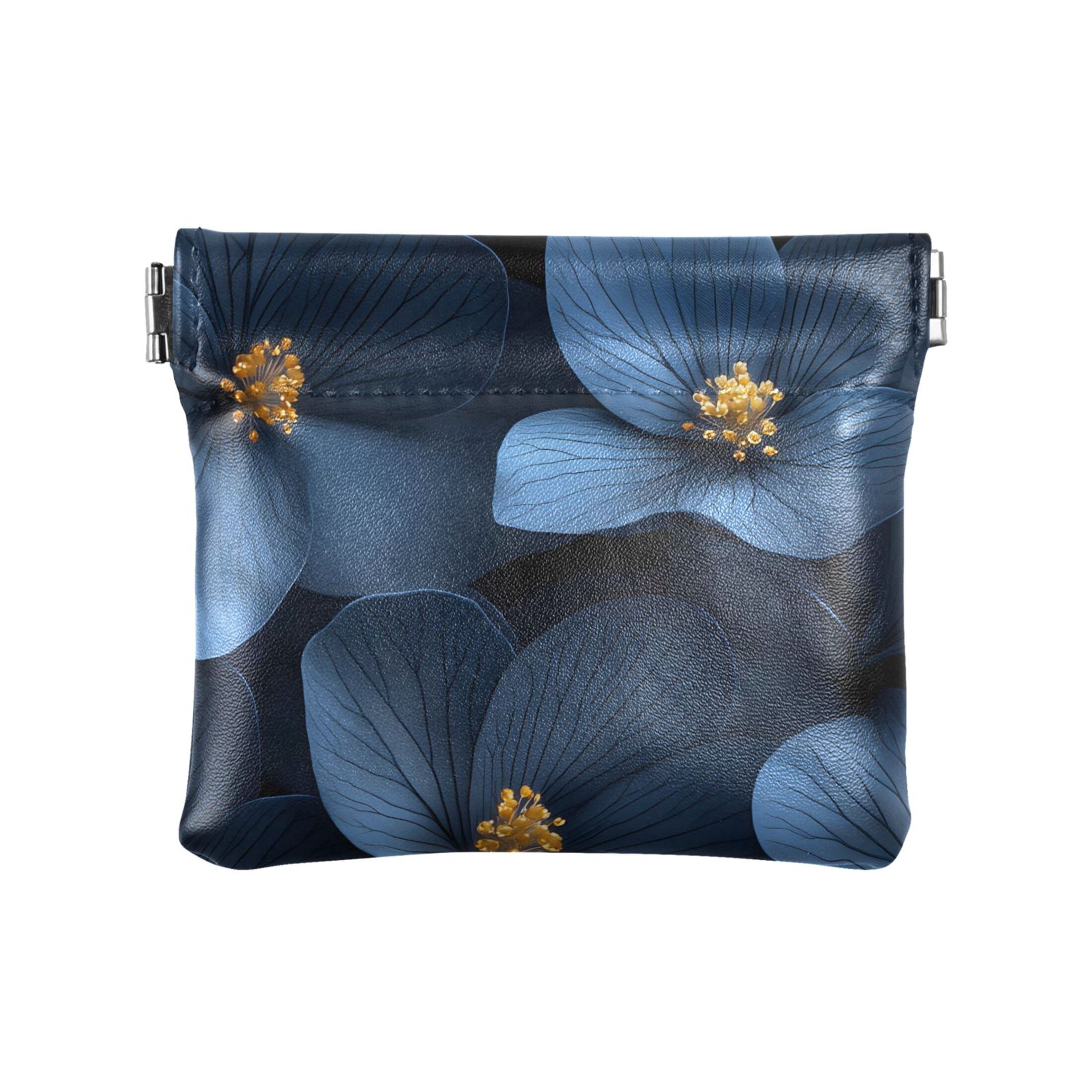Blue Flower Wallet Small PU Leather Change Pouch Wallet for Women ...