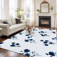 Blue Flower Washable Area Rug 8x10 Watercolor Floral Country Plant ...