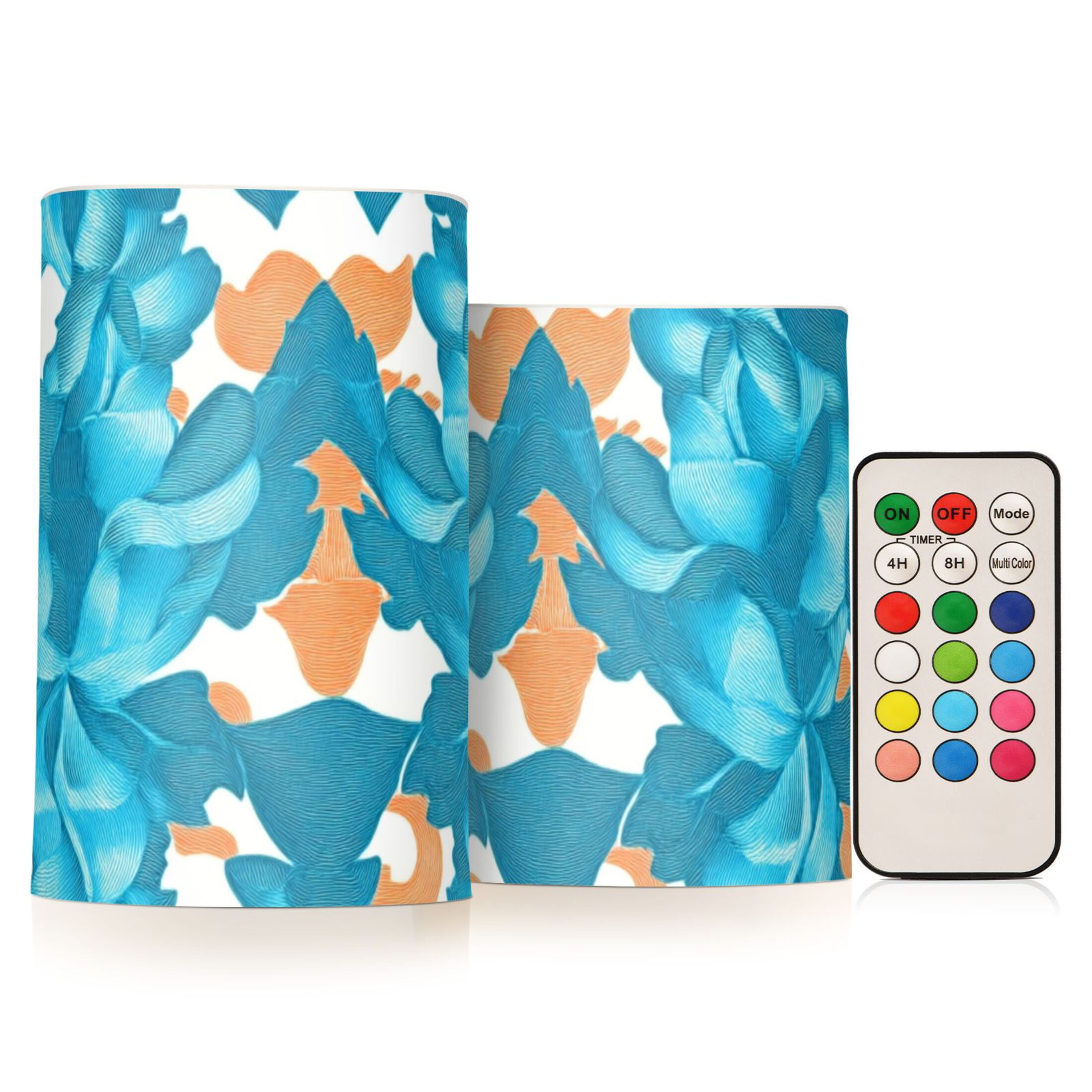 Blue Flower Watercolor Painting Flickering Flameless Candles Battery ...