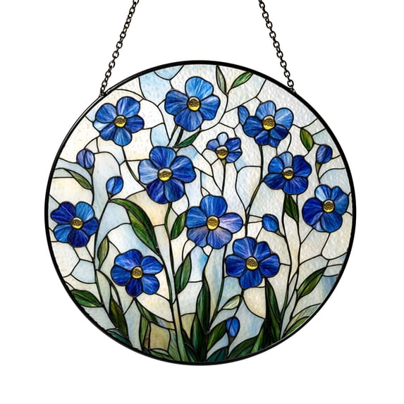 Blue Flower Window Decor – Stained Glass Style Hanging Art - Walmart.com