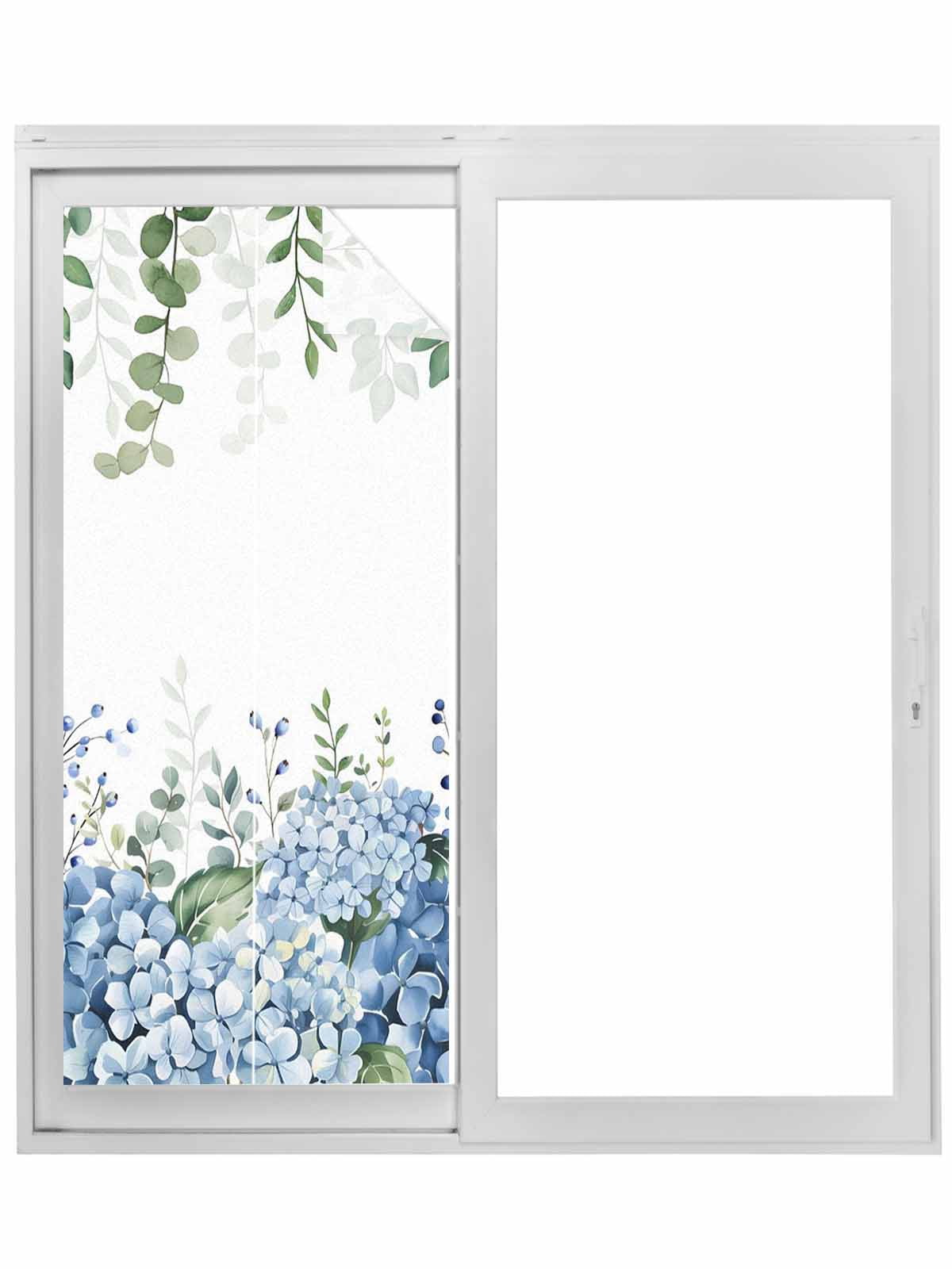 Blue Flower Window Privacy Film Stained Glass Window Film Decorative ...