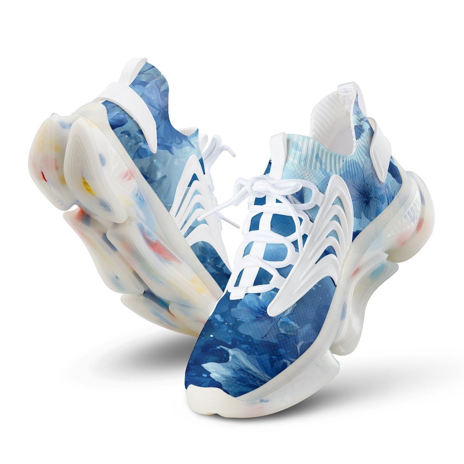 Blue Flower With Hammerhead Shark Walking Shoes for Men Woman ...
